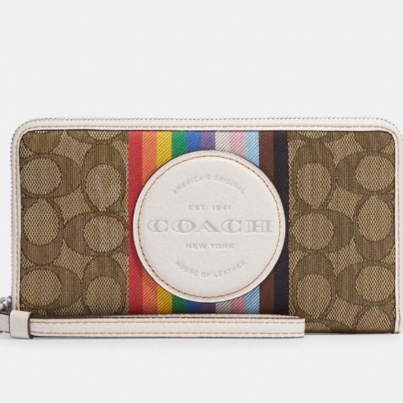 Coach | Bags | Coach Dempsey Large Phone Wallet In Signature Jacquard ...